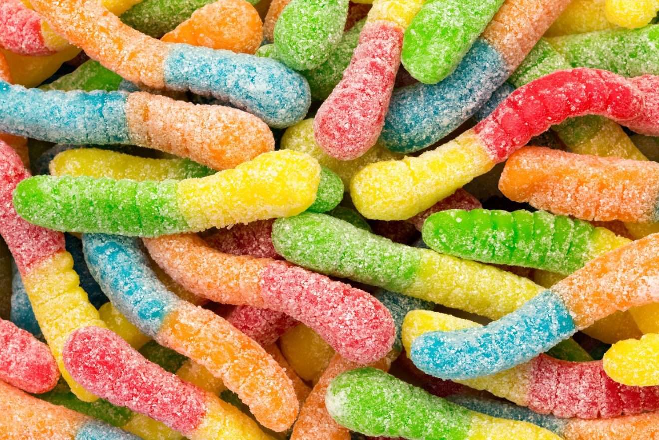Sour Neon Gummi Worms – Pearls Candy & Nuts NH