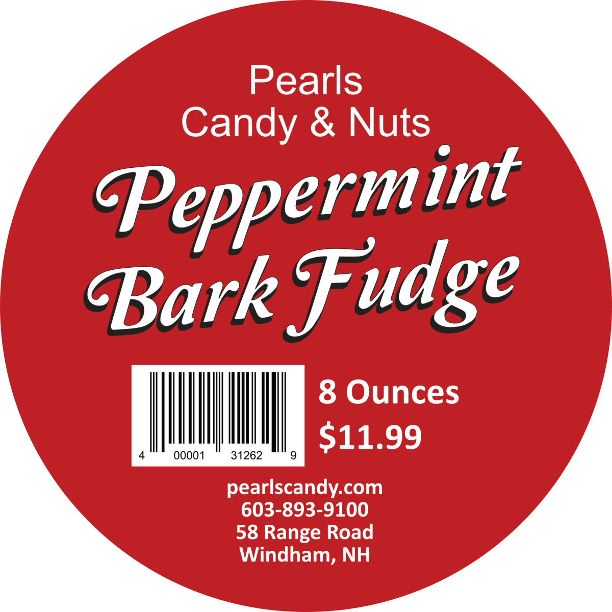 Peppermint Bark Fudge 8 oz – Pearls Candy & Nuts NH